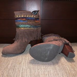 Shoes | Multi Colored Fringe Booties | Poshmark